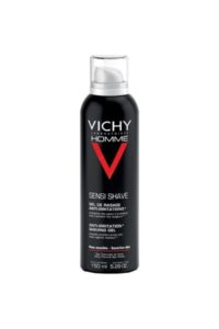 vichy homme anti irritation shaving gel for men, shaving foam with salicylic acid & pure vitamin c, suitable for sensitive skin, 150 ml