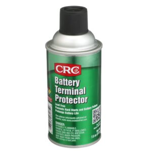 crc battery terminal protector, 7.5 wt oz, lead-free, enhances battery life, prevents corrosion-related leakage, aerosol spray