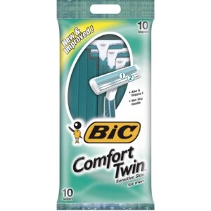 bic comfort twin sensitive skin 10 shavers green package