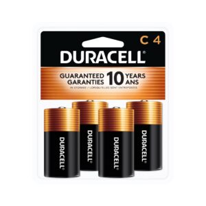 duracell coppertop c batteries, 4 count pack, c battery with long-lasting power, all-purpose alkaline c battery for household and office devices