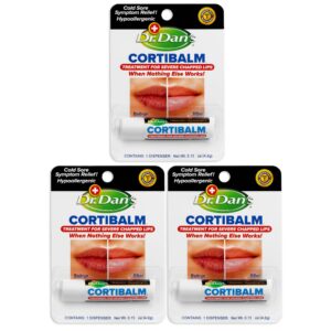 dr. dan's cortibalm- 3 pack- for dry cracked lips - healing lip balm for severely chapped lips - designed for men, women and children