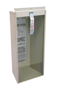 kidde fire extinguisher cabinet 5lb surface mount, for 5 pound dry chemical extinguisher, heavy duty steel, safety glass, vandal-resistant,beige