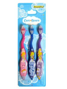 care bears childrens soft bristle toothbrushes, 3 pack