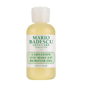 mario badescu carnation eye makeup remover oil, ideal for combination, dry or sensitive skin, cleansing and moisturizing waterproof mascara remover with sesame seed oil, 2 oz