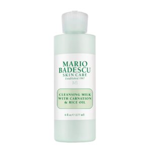 mario badescu cleansing milk with carnation, rice oil & vitamin e - no rinse liquid makeup remover cleanser with milky formula for skin care and gentle cleansing experience, 6 fl oz