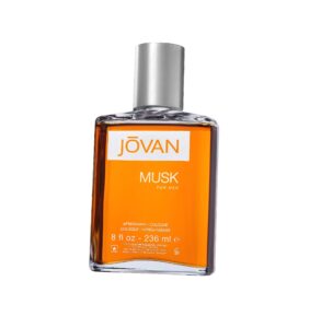 jovan musk for men aftershave 8 fl oz (pack of 1), notes of carnation, lavender, and amber, men's fragrance, long lasting, everyday fragrance