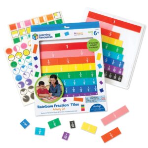 learning resources rainbow fraction tiles - 54 pieces, ages 6+ early math skills, visual aid, math for kids, teacher supplies