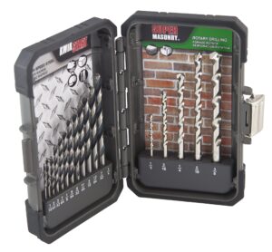 mibro 871060 high speed steel and super masonry drill bit set, 17 pieces