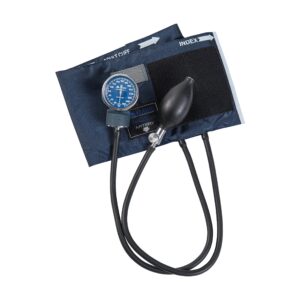 mabis aneroid sphygmomanometer blood pressure gauge large adult cuff for home use, blue