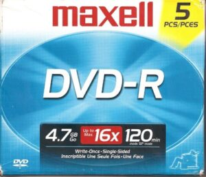 maxell 5-pack 4.7gb, 16x, 120-minute dvd-r