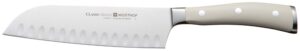 wusthof wusthof classic ikon santoku, hollow edge, creme