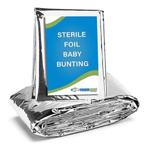 primacare cs-6835 sterile foil baby bunting blanket for newborns and infant, disposable emergency heat saving, 30" x 17"