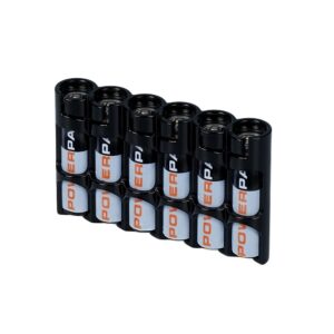 aaa battery storage caddy by storacell, black, holds 6 batteries (not included)