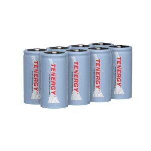 tenergy c size battery 1.2v 5000mah high capacity nimh rechargeable battery for led flashlights kids toy and more (8 pcs)