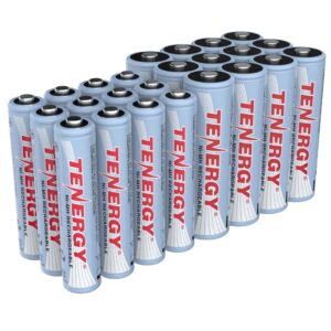 tenergy high drain aa and aaa battery, 1.2v rechargeable nimh batteries combo, 12 pack 2500mah aa cells and 12 pack 1000mah aaa cell batteries