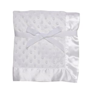 baby starters textured dot blanket with satin trim, white 30" x 40"