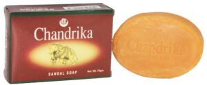 chandrika sandal soap bar, coconut oil and sandalwood soap for men & women – cleansing & moisturizing face, bath and body wash – vegan soap, 2.64 oz (6 pack)