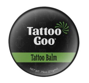 tattoo goo original aftercare balm, natural tattoo balm with beeswax and cocoa butter, soothing ointment and brightening care, .75 oz; packaging may vary