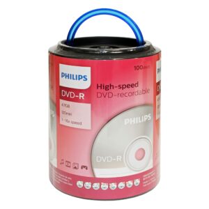 philips branded 16x dvd-r media 100 pack in spindle with handle (dm4s6h00f/17)