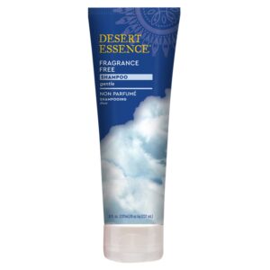 desert essence fragrance free shampoo - pure - 8 fl ounce - pack of 3 - unscented - gloss & shine - strengthens hair - soft & revitalized - green tea - vitamins & minerals - jojoba oil