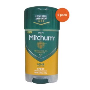 mitchum men gel antiperspirant deodorant, sport, 2.25 ounce (pack of 6)