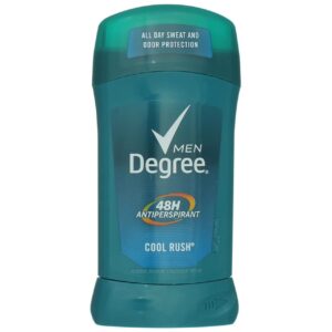 degree men original antiperspirant deodorant for men, pack of 6, 48-hour sweat and odor protection, cool rush 2.7 oz