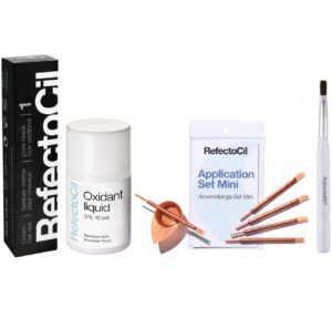 refectocil chestnut (#4) hair tinting kit includes cream hair dye + liquid oxidant 3% + mixing brush & mixing dish