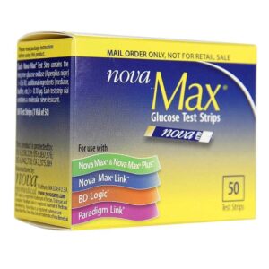 novamax glucose test strips, box of 50 strips