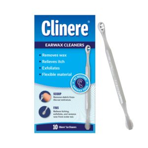 clinere® ear cleaners, 10 count earwax remover tool safely and gently cleaning ear canal at home, ear wax cleaner tool, itch relief, ear wax buildup, works instantly, exfolimates, earwax cleaners.