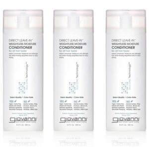 giovanni direct leave-in weightless moisture conditioner - co wash, great for curls & wavy hair, wash & go, salon quality, no parabens, infused with natural botanical ingredients - 8.5 oz, (3 pack)