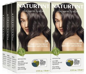 naturtint 3n dark chestnut brown permanent hair color (pack of 6), ammonia free, vegan, cruelty free, up to 100% gray coverage, long lasting results (packaging may vary)