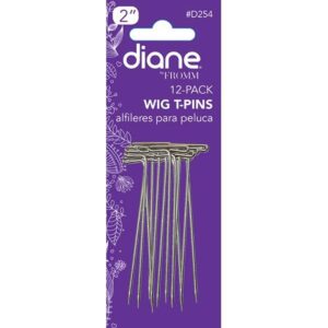 diane 2-inch t-pins for wigs, toupees, hairpieces, crafting, displaying, styling mannequin heads and wig stands, silver (12 pack)