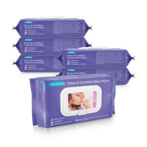 lansinoh baby wipes, gentle on sensitive skin, made with lanolin, hypoallergenic & lightly scented, 480 count (pack of 6)