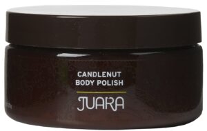 juara - candlenut body polish | invigorating scrub | deep exfoliation | smooth rough skin | healing hydration | cruelty free, paraben, sulfate free, vegetarian | 7.5 oz