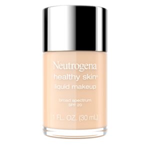 neutrogena healthy skin liquid makeup foundation, broad spectrum spf 20 sunscreen, lightweight & flawless coverage foundation with antioxidant vitamin e & feverfew, 40 nude, 1 fl. oz