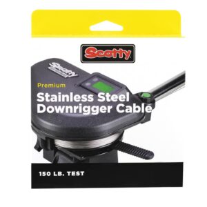 scotty #1000k premium stainless steel replacement downrigger cable with kit (200 feet),black,small