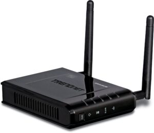 trendnet wireless n300 2t2r detachable antennas, access point, 2.4ghz 300mbps, 802.11b/g/n, ap/wds/client/bridge, 2x2 dbi, tew-638apb black