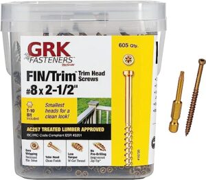 grk 772691167309 8 x 2-1/2" fasteners 16730 fin/trim screws 605ct, gold, 605 count