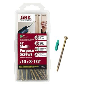 grk 772691021397 02139#10 x 3-1/2" r4 multi-purpose screws count, 10", gold, 50