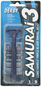 derby samurai 3 triple blade non-disposable razor, 8 ounce