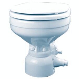 raritan sea era electric toilet - household style - integral pump - straight & 90° discharge - 12v