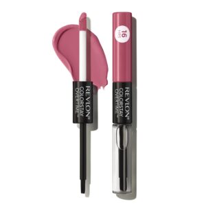 revlon liquid lipstick with clear lip gloss, colorstay overtime lipcolor, dual ended with vitamin e, 220 unlimited mulberry, 0.07 fl oz