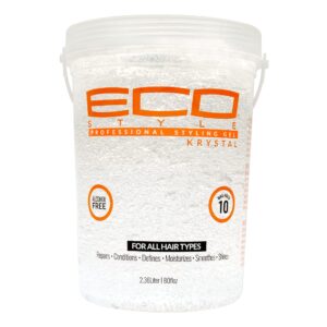 eco style krystal styling gel - adds body and shine to all styles - moisturizes and maintains healthy hair - strong, weightless hold - ideal for any hair type and color - leaves no residue - 80 oz