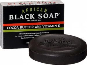 madina african black soap cocoa butter with vitamin e, 3.5 oz (pack of 2)