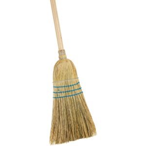 cleanx 502x heavy duty indoor/outdoor corn broom, 42 inch handle length, tan