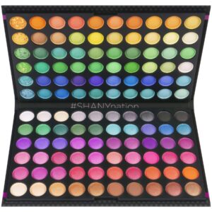 shany highly pigmented eye makeup palette, 120 matte shimmer metallic eyeshadow pallet with long lasting and blendable natural colors - classic neon