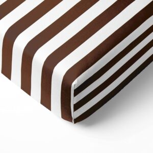 bacati - stripes white/chocolate percale crib fitted sheet