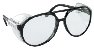 sas safety 5125 classic safety glasses with polybag, black frame/clear lens