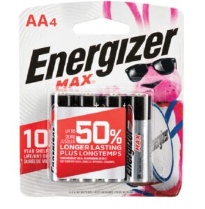 energizer e91 regular alkaline batteries, 1.5 v, aa, 4/pack