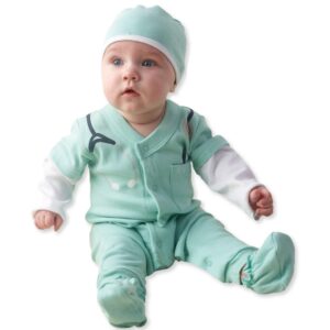 baby aspen, baby m.d. three-piece layette set in"doctor's bag" gift box, 0-6 months